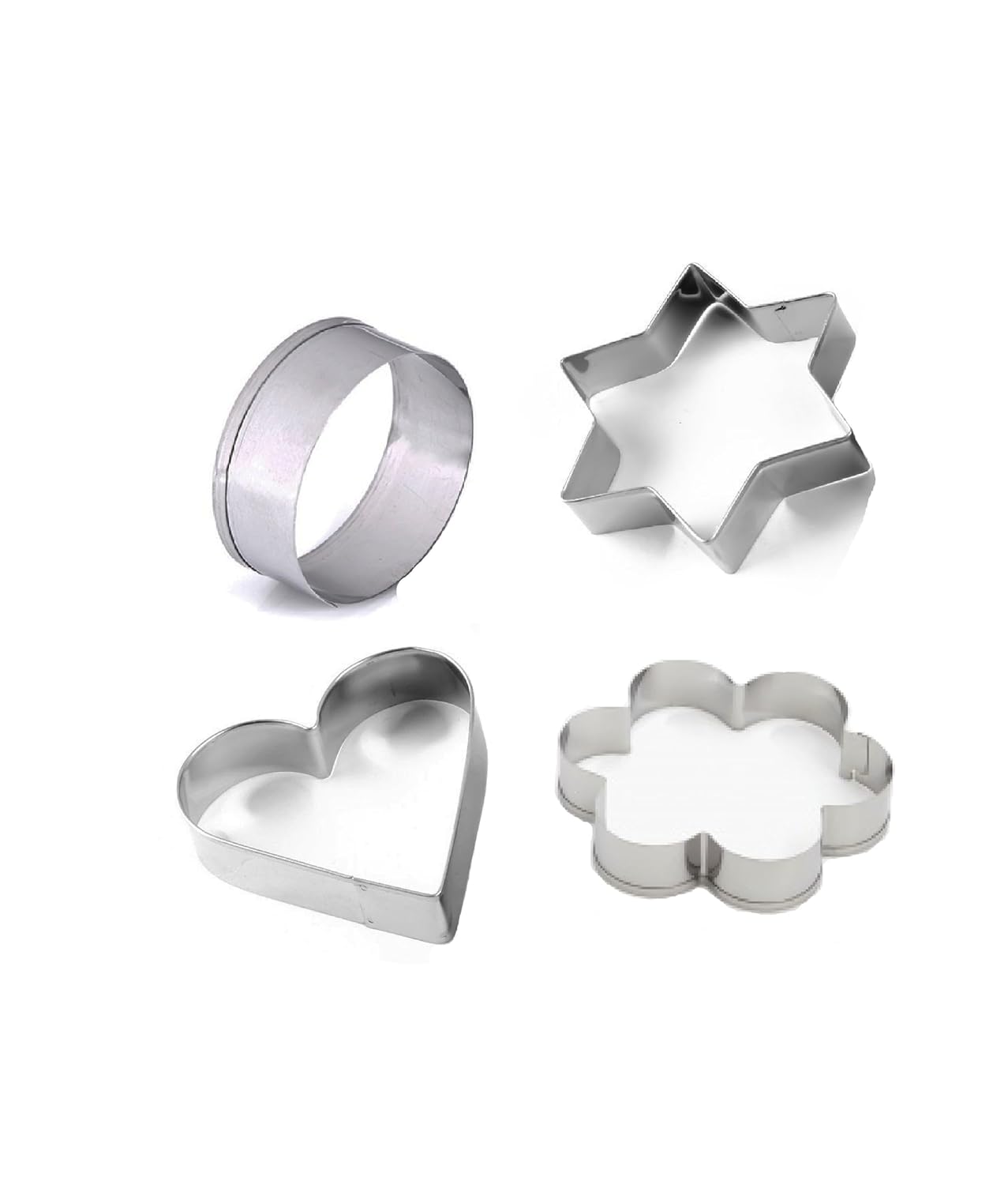 STANFERE Stainless Steel Cookie Cutter Set 4 Different Shapes for ...