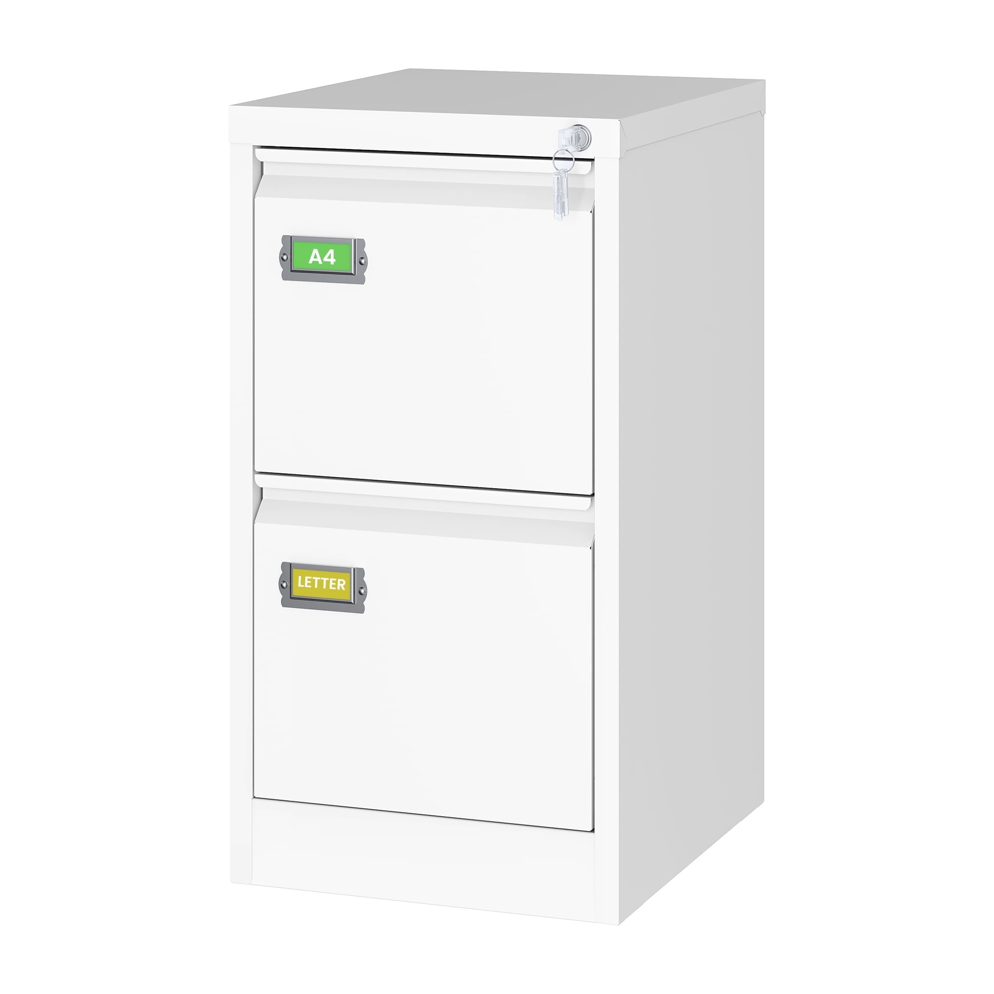 STANI 2 Drawer White File Cabinet with Lock, Vertical Filing Cabinets ...