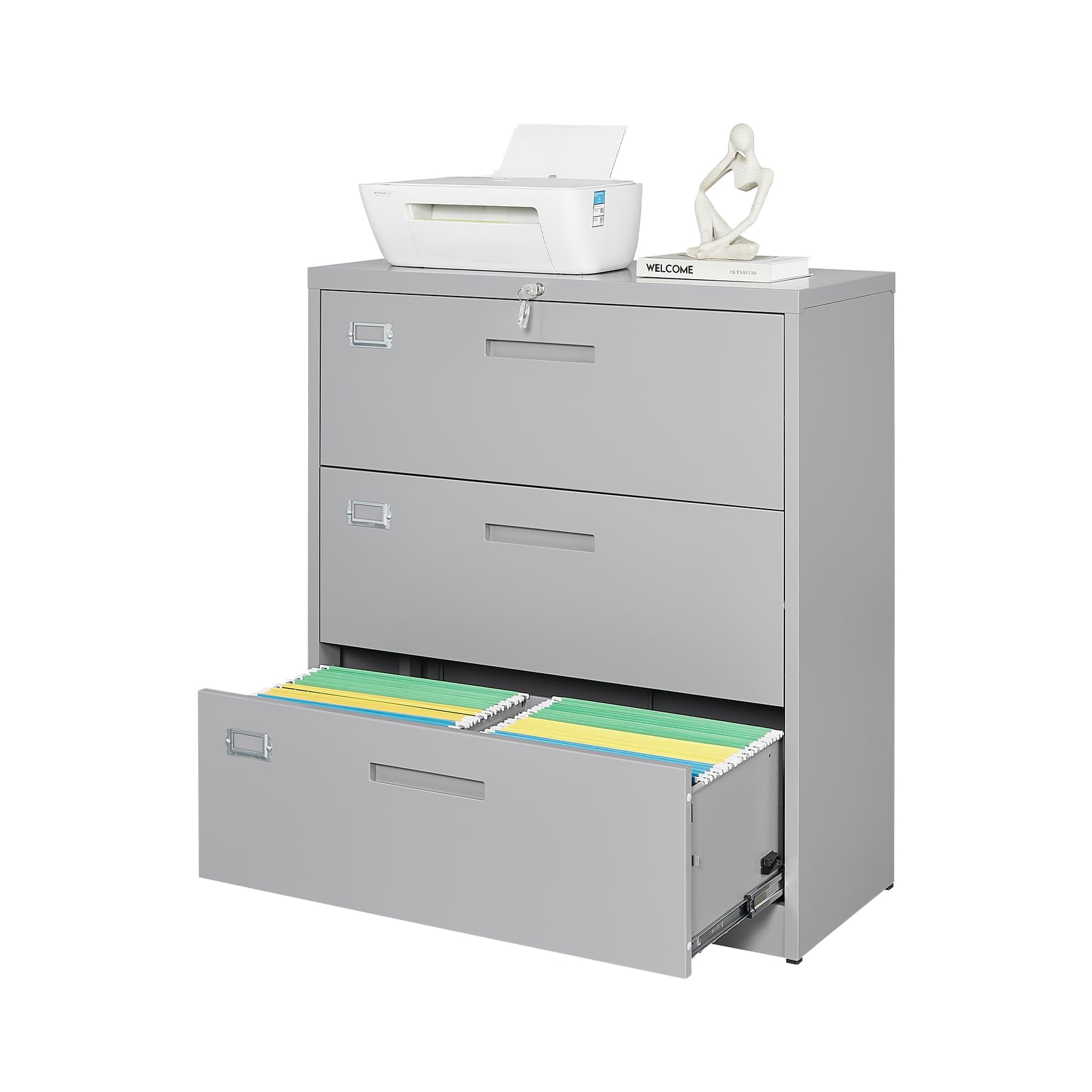 STANI 3 Drawer Lateral File Cabinet Metal Filing Cabinet with Lock ...