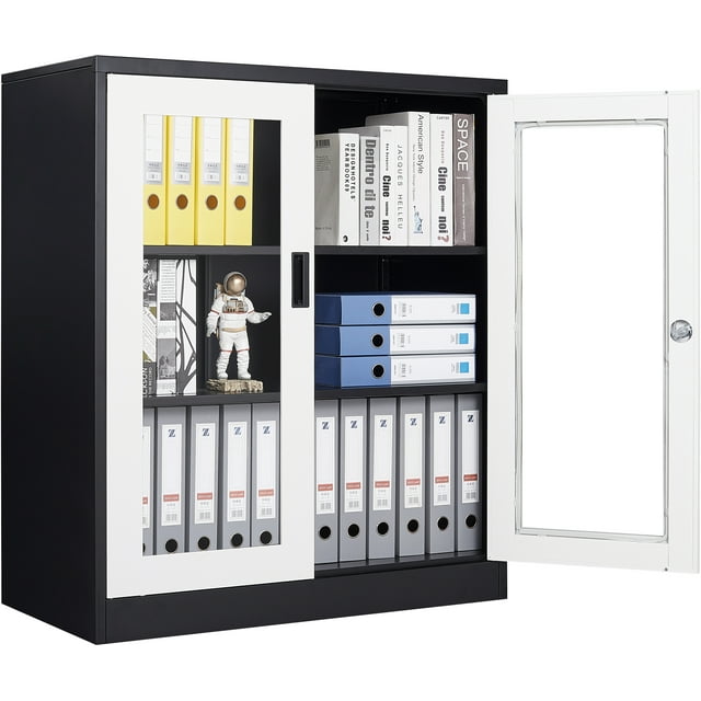 STANI 35.4" Lockable Metal Storage Cabinet, Steel Office Locker with ...