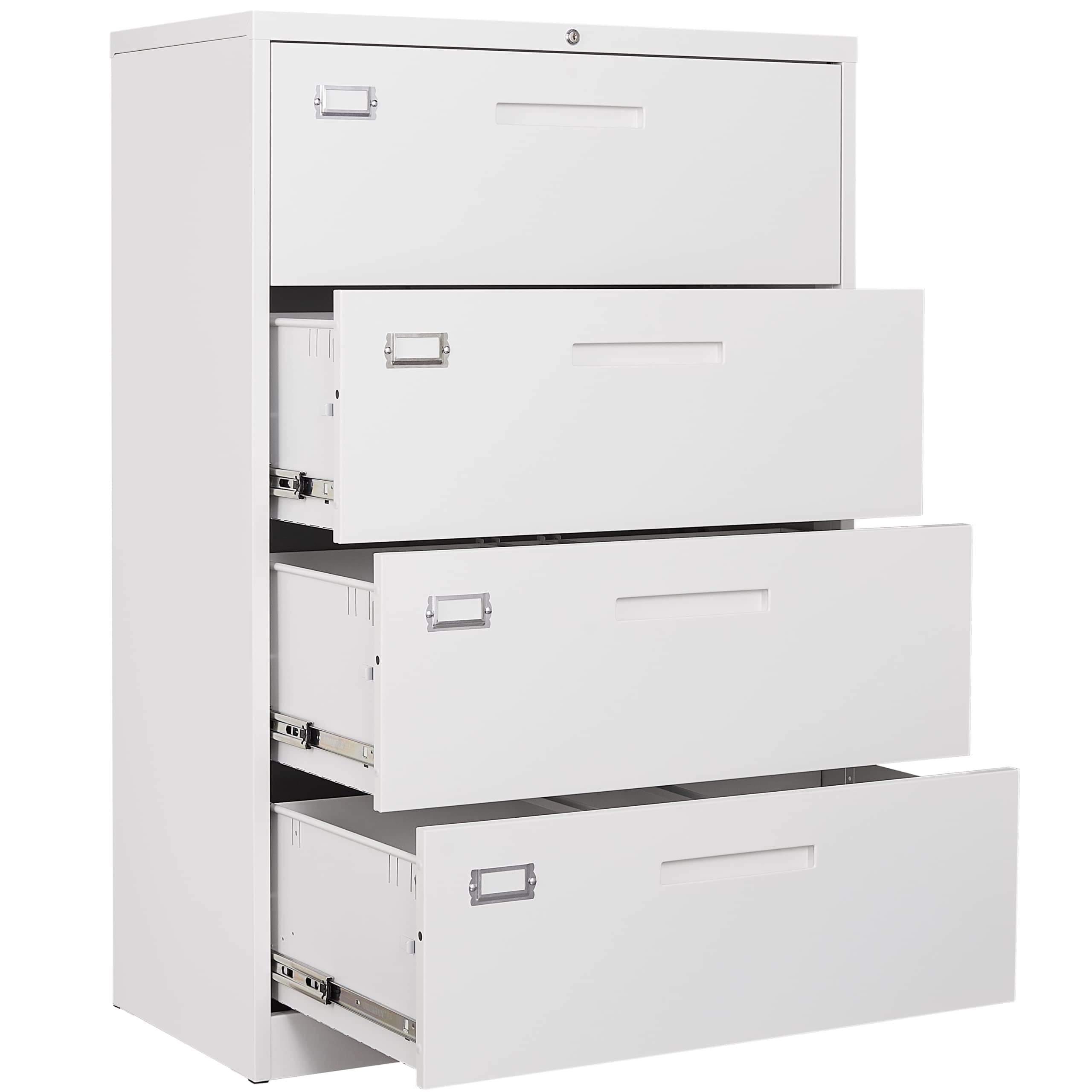 STANI 4-Drawer Lockable Metal Filing Cabinet, Steel Lateral File for A4 ...