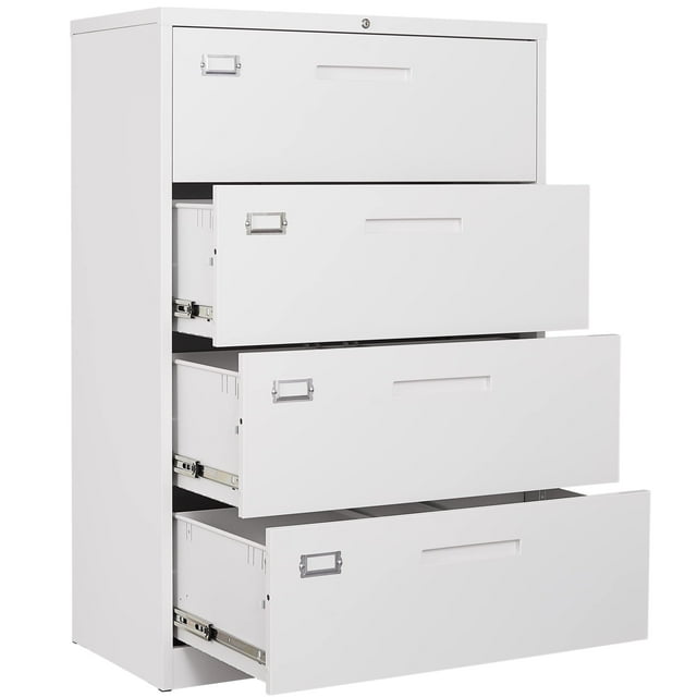STANI 4-Drawer Lockable Metal Filing Cabinet, Steel Lateral File for A4 ...