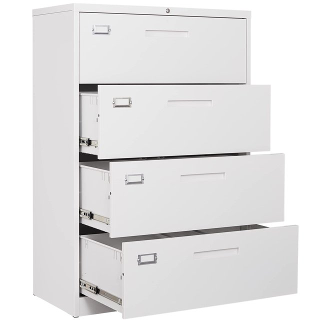 STANI 4-Drawer Lockable Metal Filing Cabinet, Steel Lateral File for A4 ...