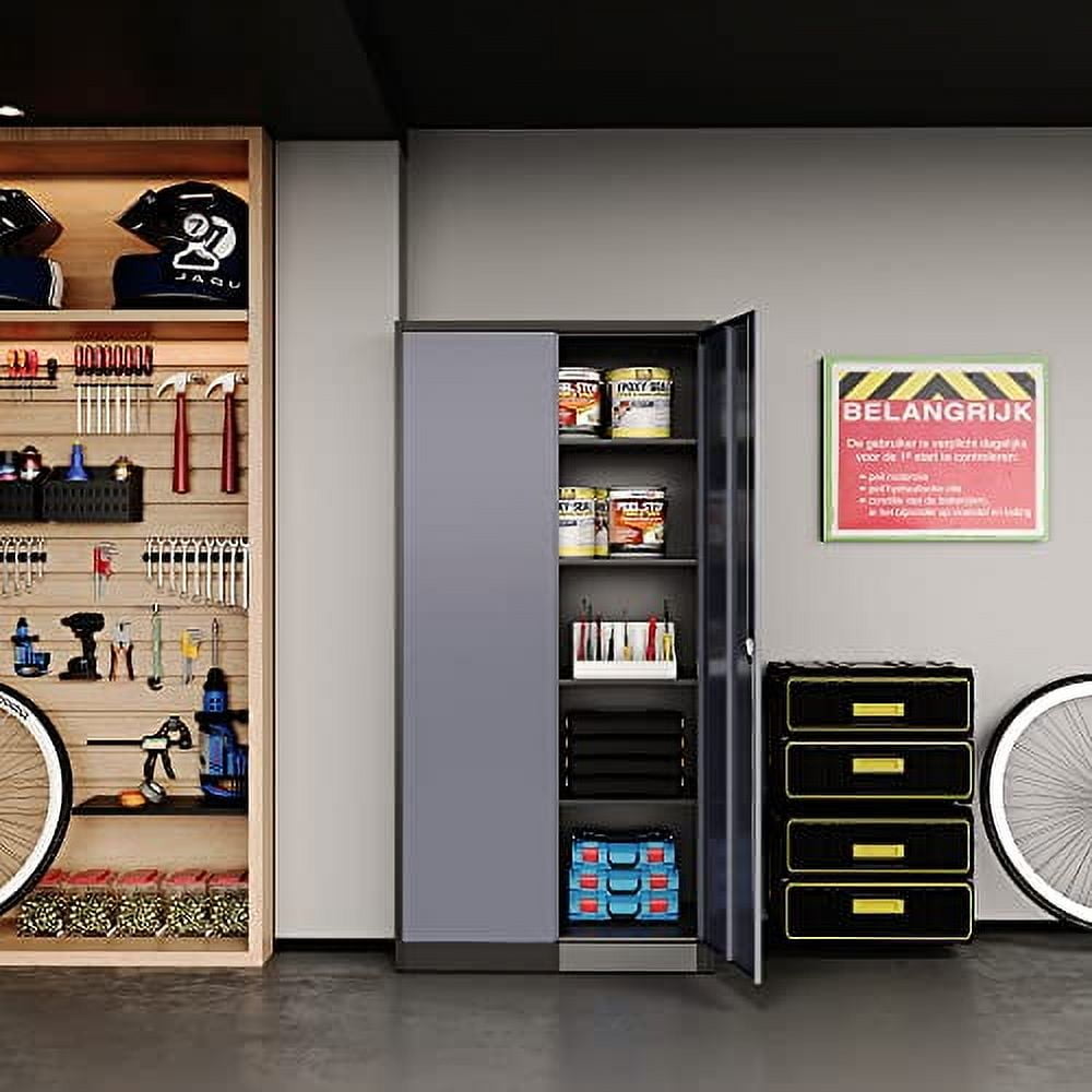 STANI Garage Storage Cabinet, Metal Storage Cabinet with 4 Adjustable ...