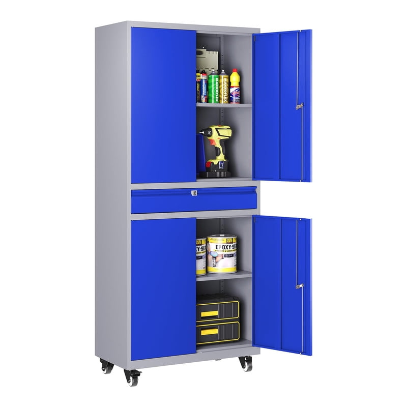 STANI Metal Garage Storage Cabinet, Lockable Storage Cabinet with ...