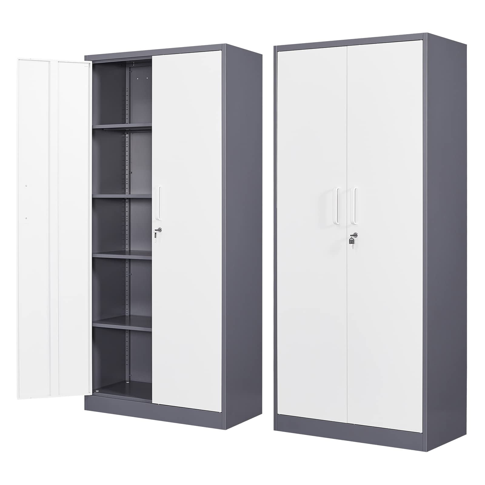 "STANI Heavy Duty Locking Metal Storage Cabinet - 71"" Tall with 2 ...