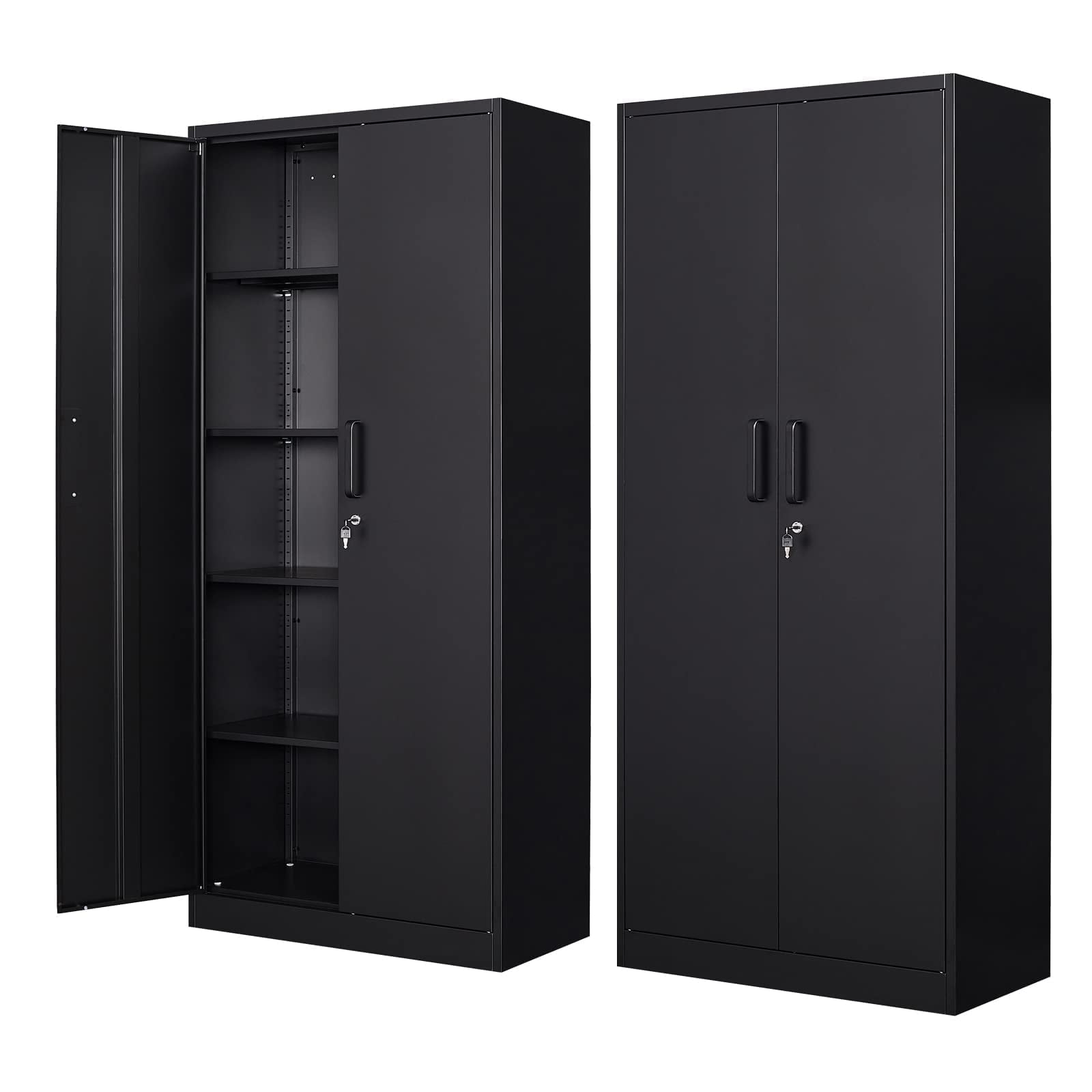 "STANI Large Locking Metal Storage Cabinet - 71"" Tall with 2 Doors, 4 ...