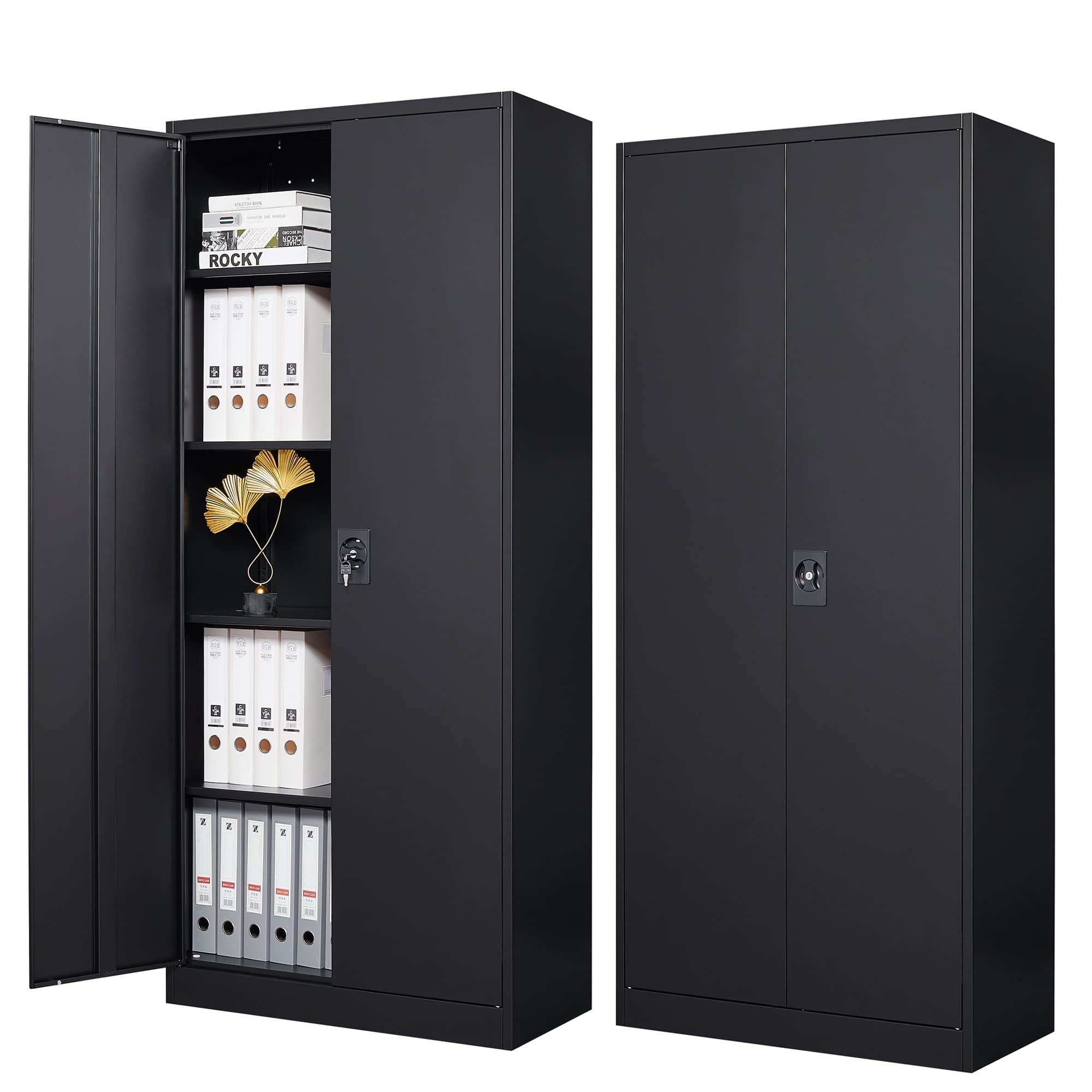 STANI Metal Garage Storage Cabinets with Lock Door and Adjustable ...