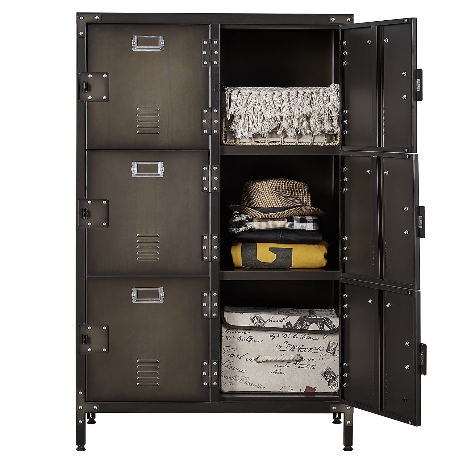STANI Tall Metal Locker: Steel Storage Cabinet with 2 Shelves Designed ...