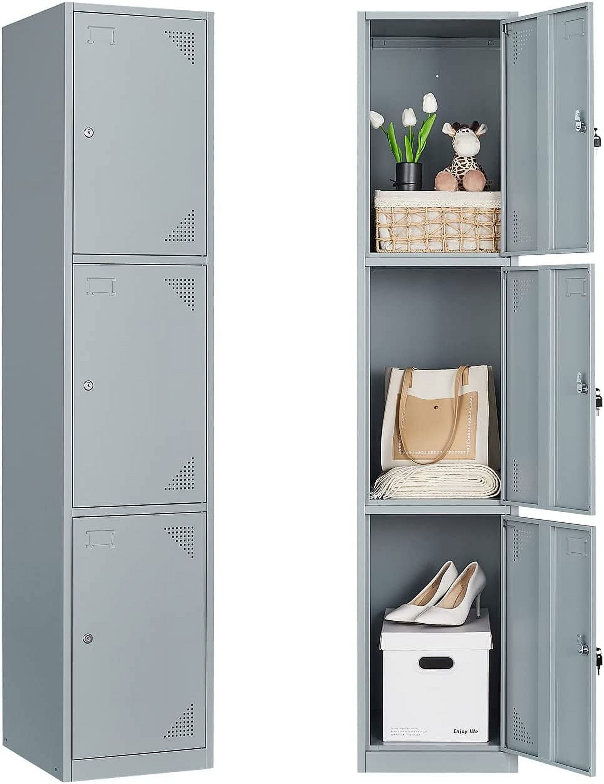 STANI Metal Locker Steel Storage Cabinet with 3 Doors for Office School ...
