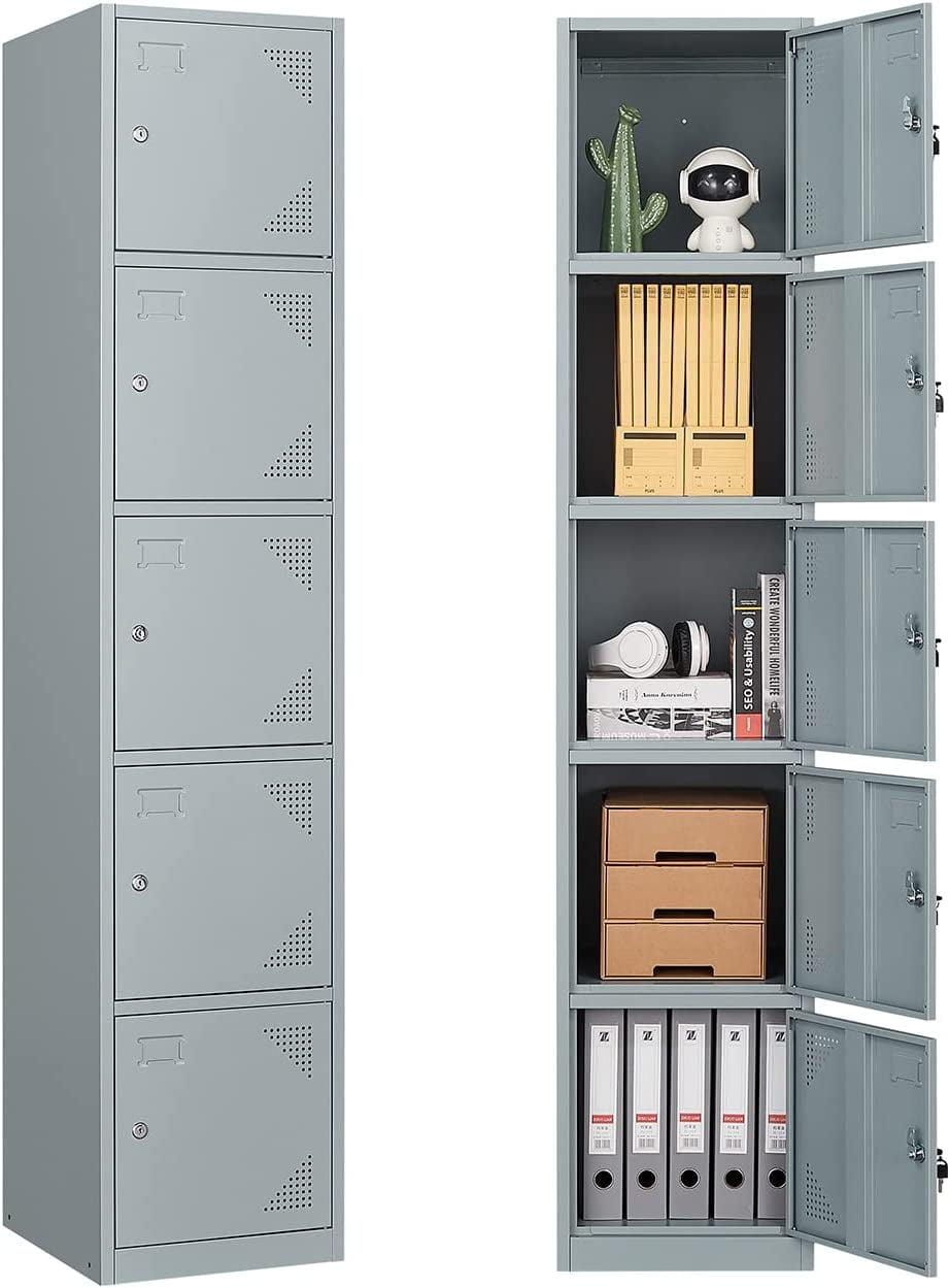 STANI Metal Locker Steel Storage Cabinet with 5 Doors for Office School ...