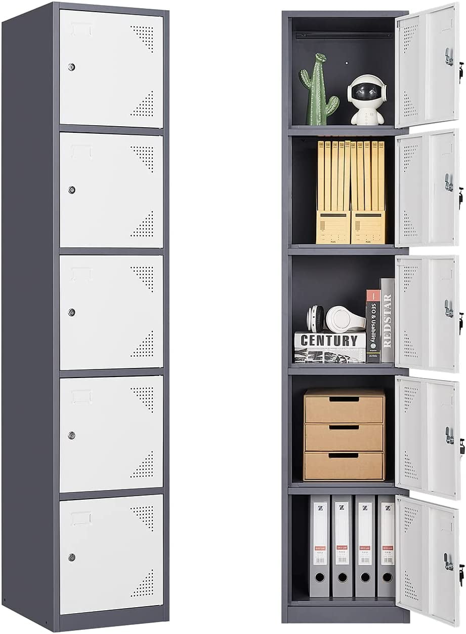 STANI Metal Locker Steel Storage Cabinet with 5 Doors for Office School ...