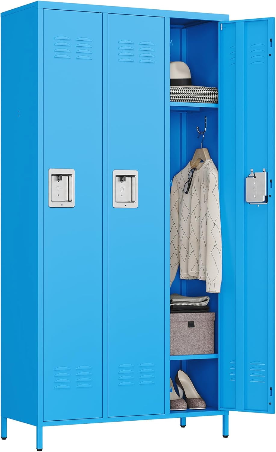 STANI Metal Lockers for Employees with Lock, Doors Tall Steel Storage ...