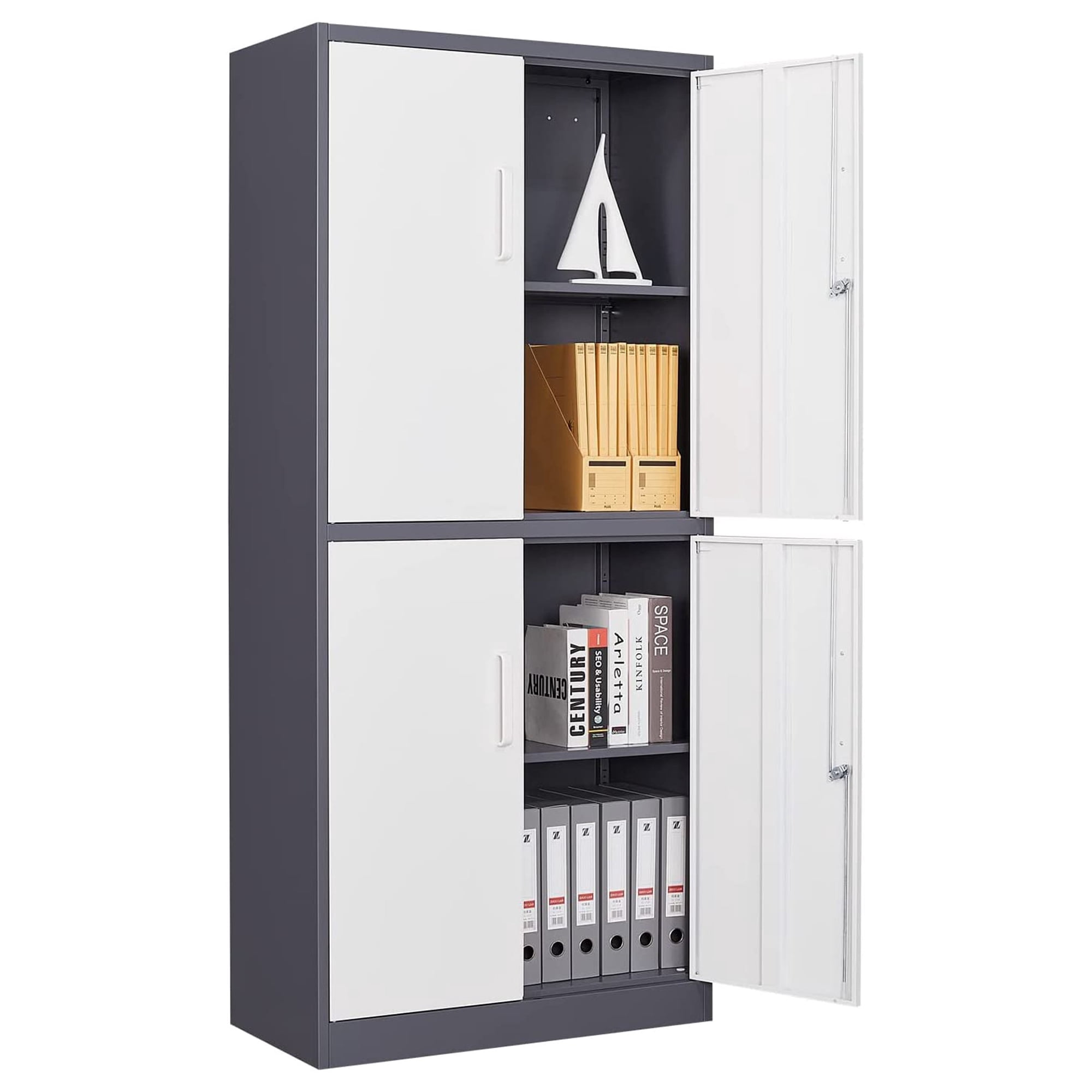 STANI Metal Cabinet with Lockable Doors, 3 Adjustable Shelves for ...