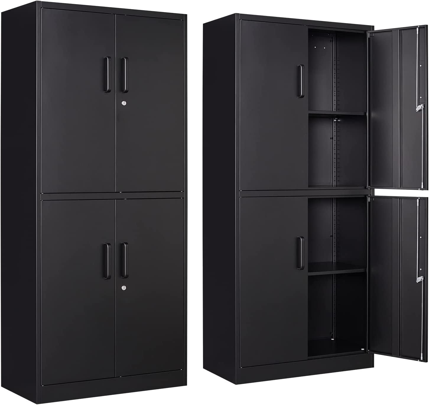STANI Metal Storage Cabinet, Locking Steel Cabinet with Shelves, Tall ...