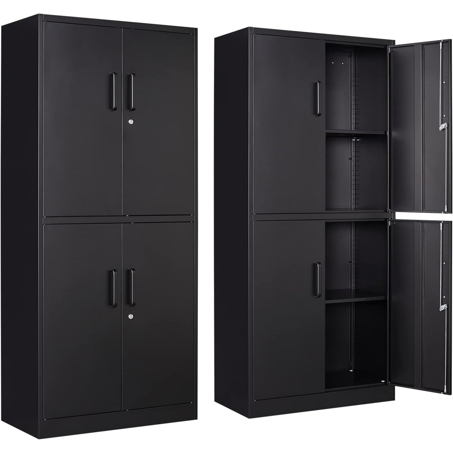 STANI Metal Storage Cabinet, Locking Steel Storage Cabinet with 4 Doors ...