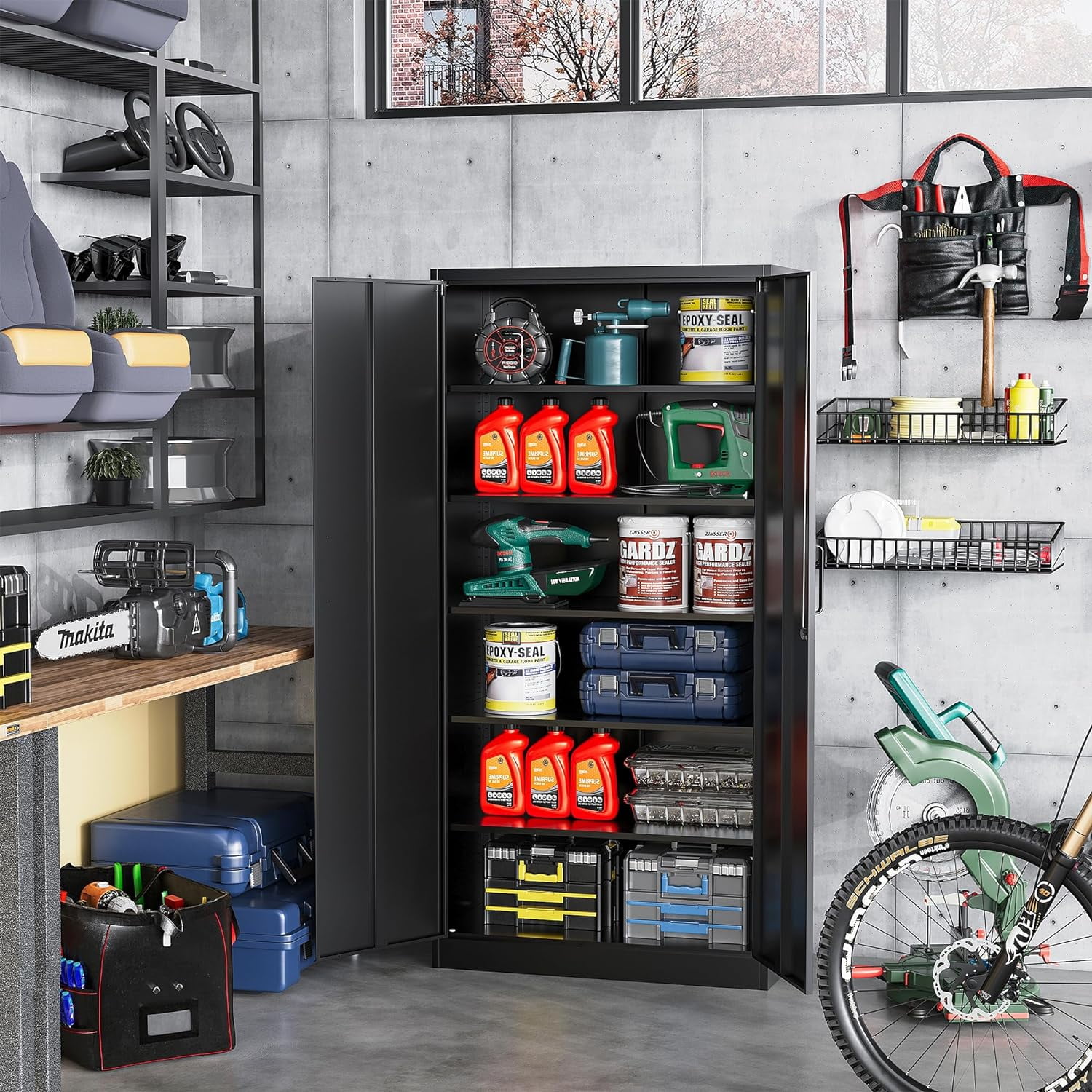 STANI Metal Storage Cabinet Locking Steel Storage Locker with 5 ...