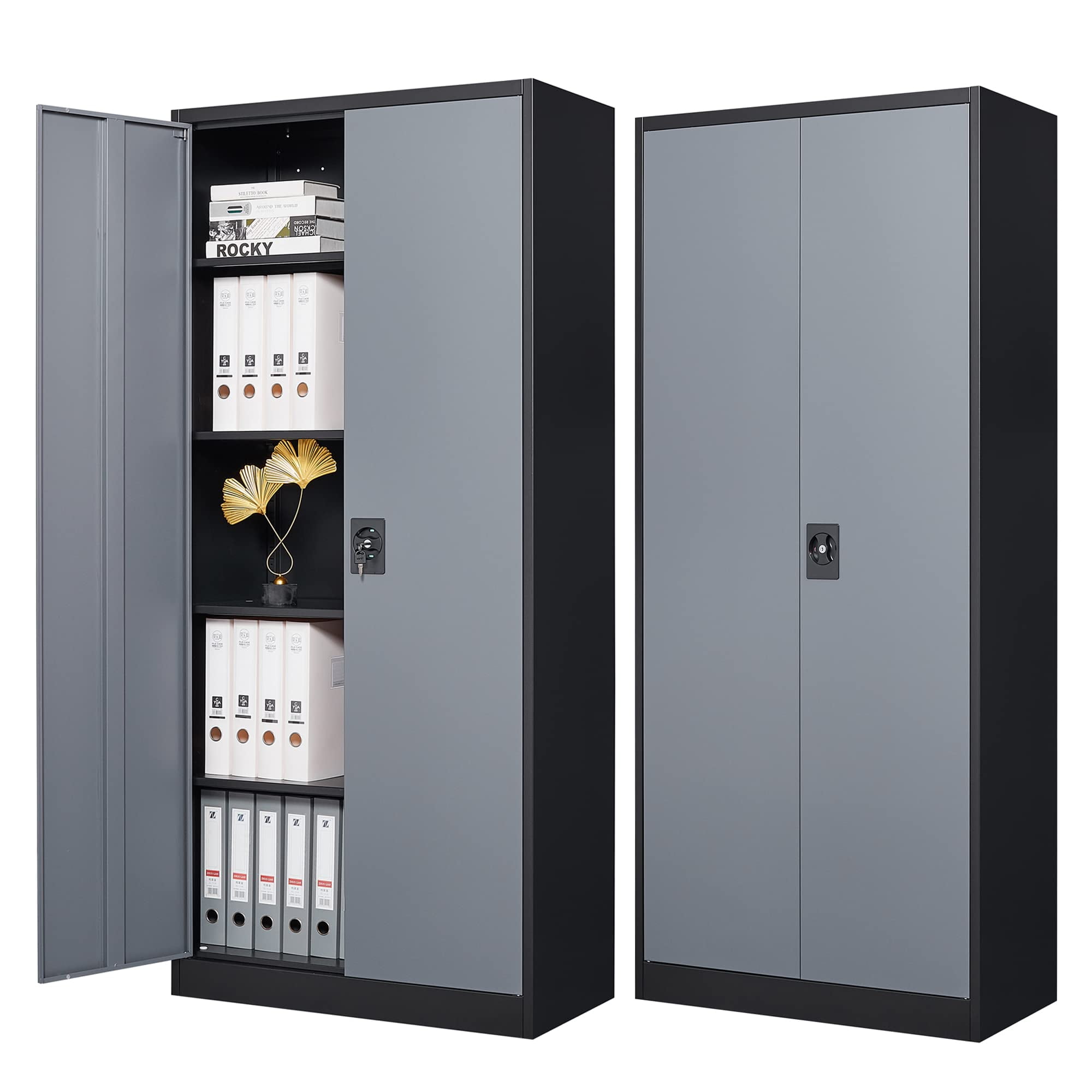 STANI Large Lockable Metal Storage Cabinet with Adjustable Shelves ...
