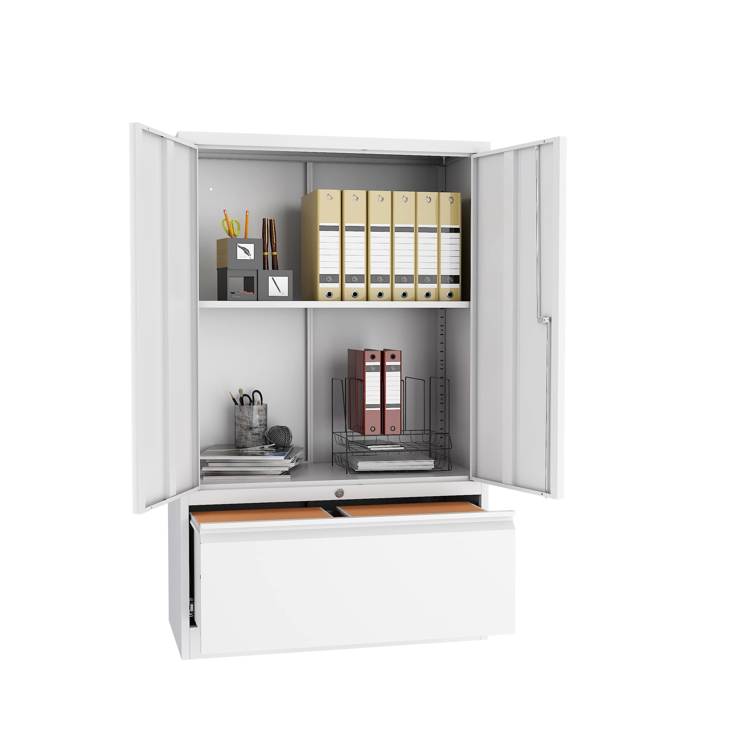 STANI Metal Storage Cabinets with Lockable Drawers and Doors, Lateral ...