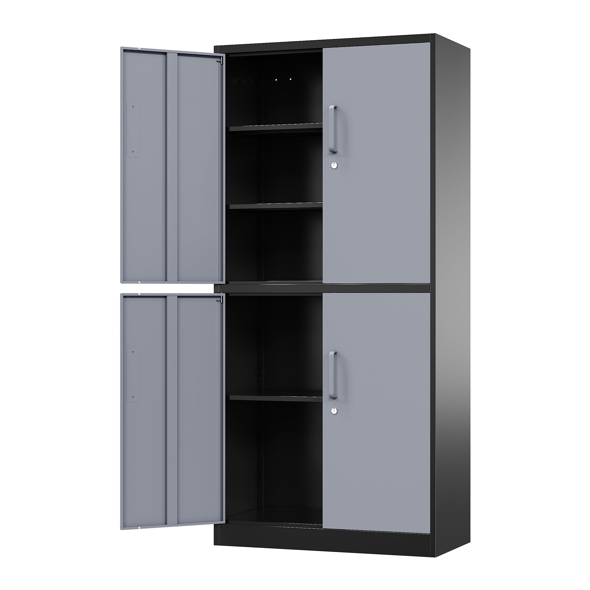 "STANI Large Metal Locking Cabinet: 4 Doors, 71"" Tall, 3 Shelves for ...