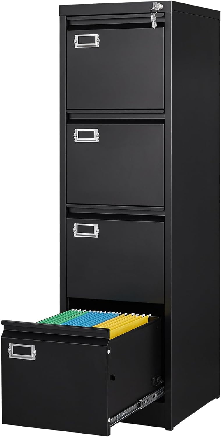 STANI Metal Vertical File Cabinet with Lock，Narrow Filing Cabinets ...