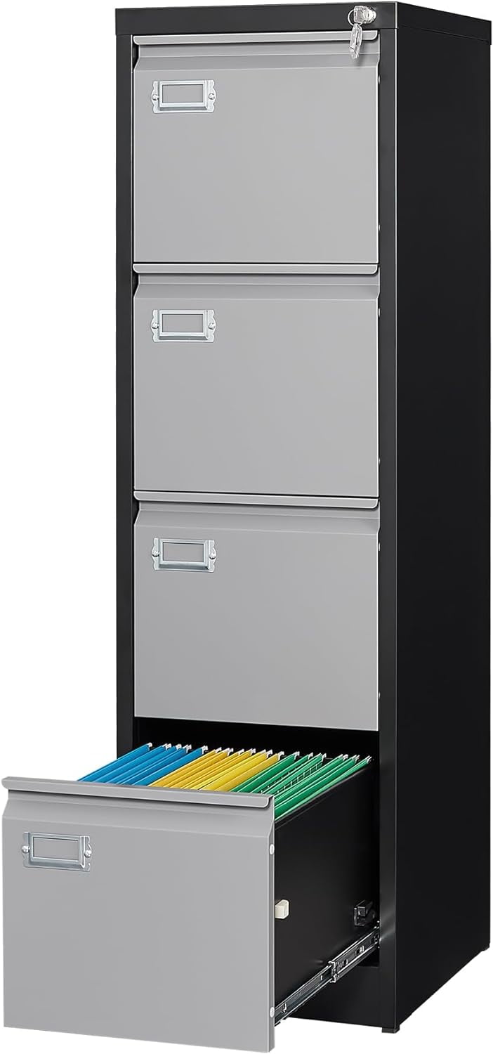 STANI Metal Vertical File Cabinet with Lock，Narrow Filing Cabinets ...