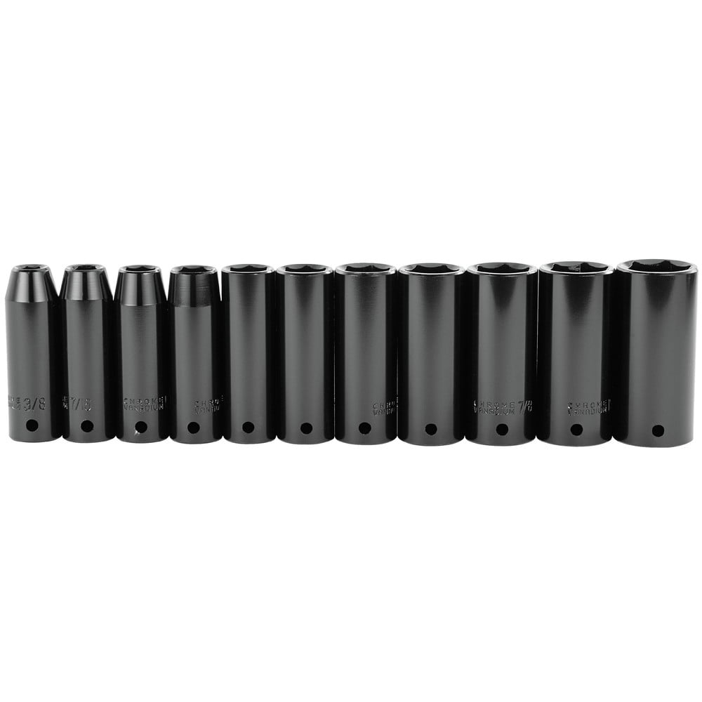 STANLEY, 1/2" Black Powder Coat Finish Socket Wrench & Set, 11 Piece ...