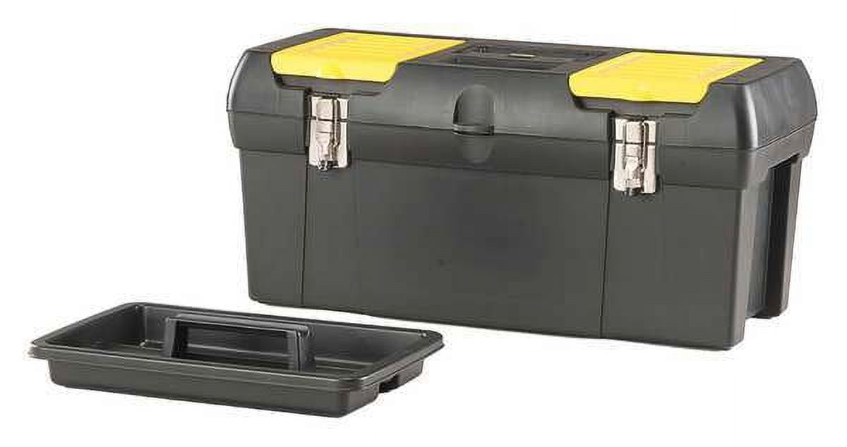 STANLEY 19"W Portable Tool Box, Plastic, Black, Yellow, 9.8"H x 19.2"L ...