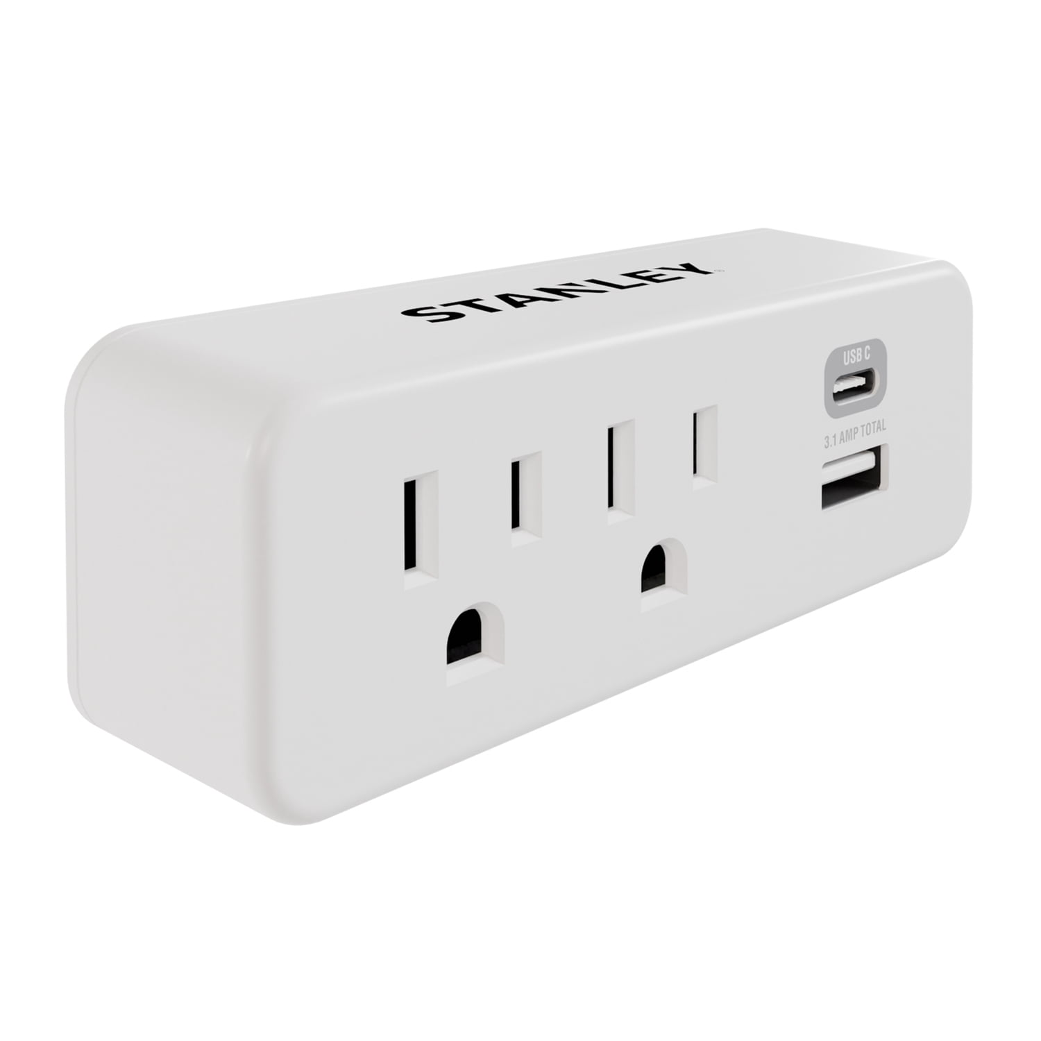 STANLEY 2-AC Outlet 2-USB Port PlugMax Wall Tap Adapter and USB Charger ...