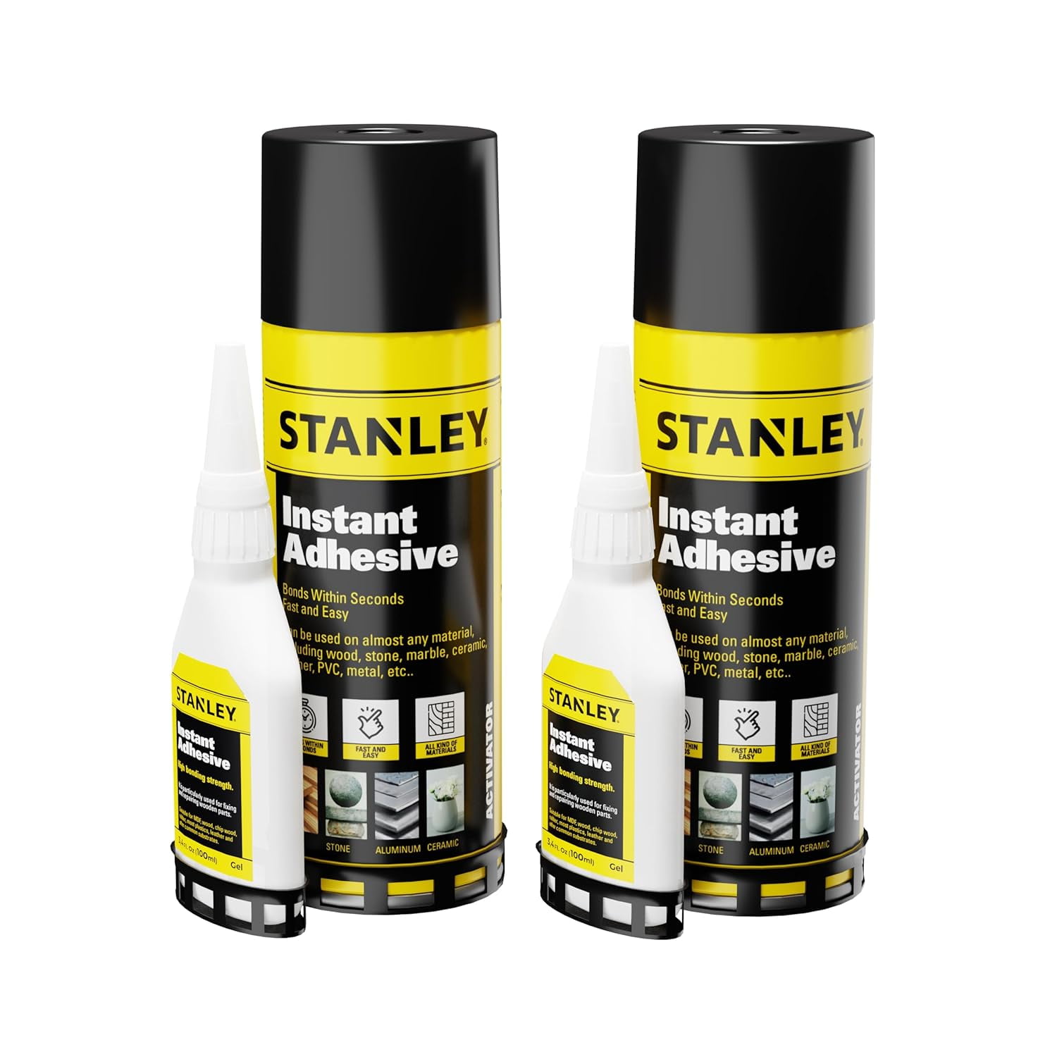 STANLEY CA Glue with Activator Bundle, (1.75 oz. - 6.75 fl oz.) 2 Pack ...