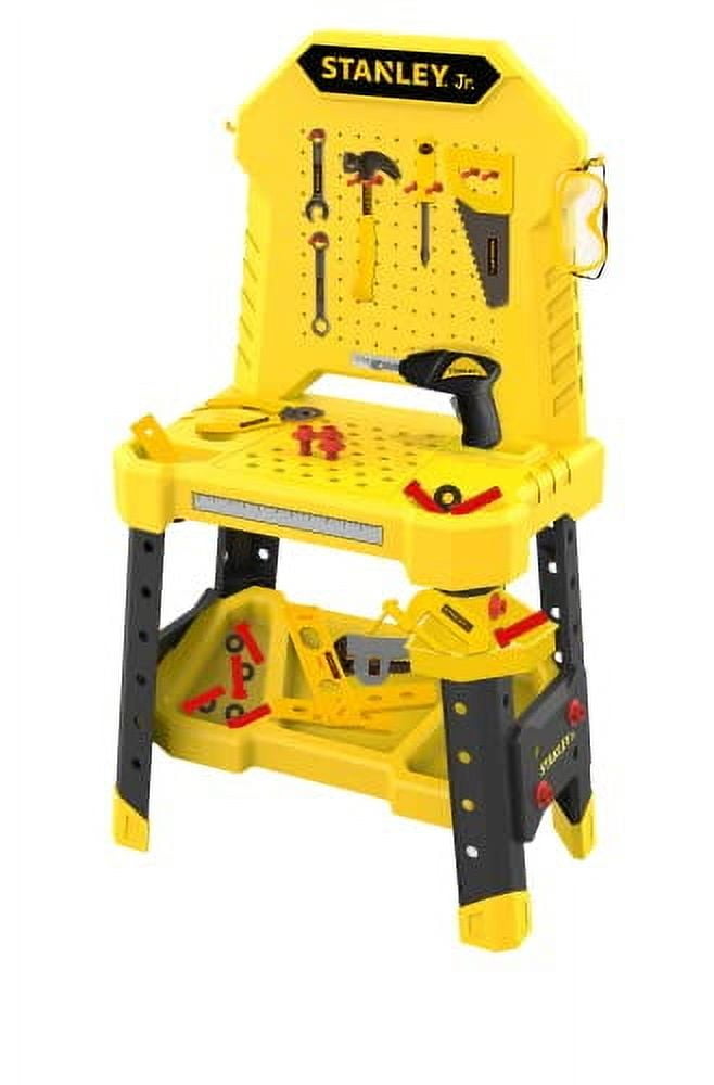 STANLEY Jr. Pretend Play Workbench & Power Drill & Toolset - 140 PCS ...