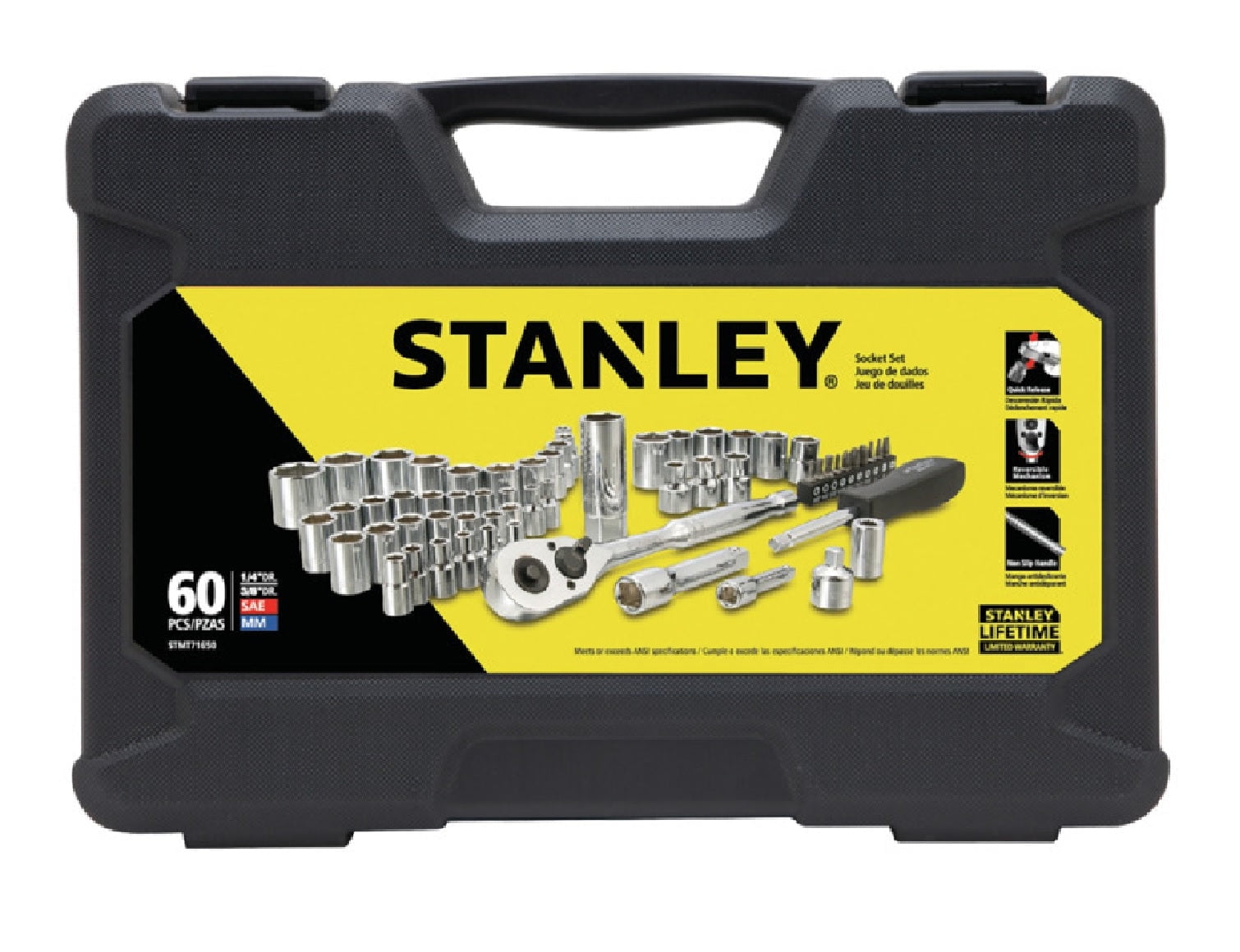 STANLEY, Polished Chrome Finish Durable Tool Set, 60 Pieces - Walmart.com