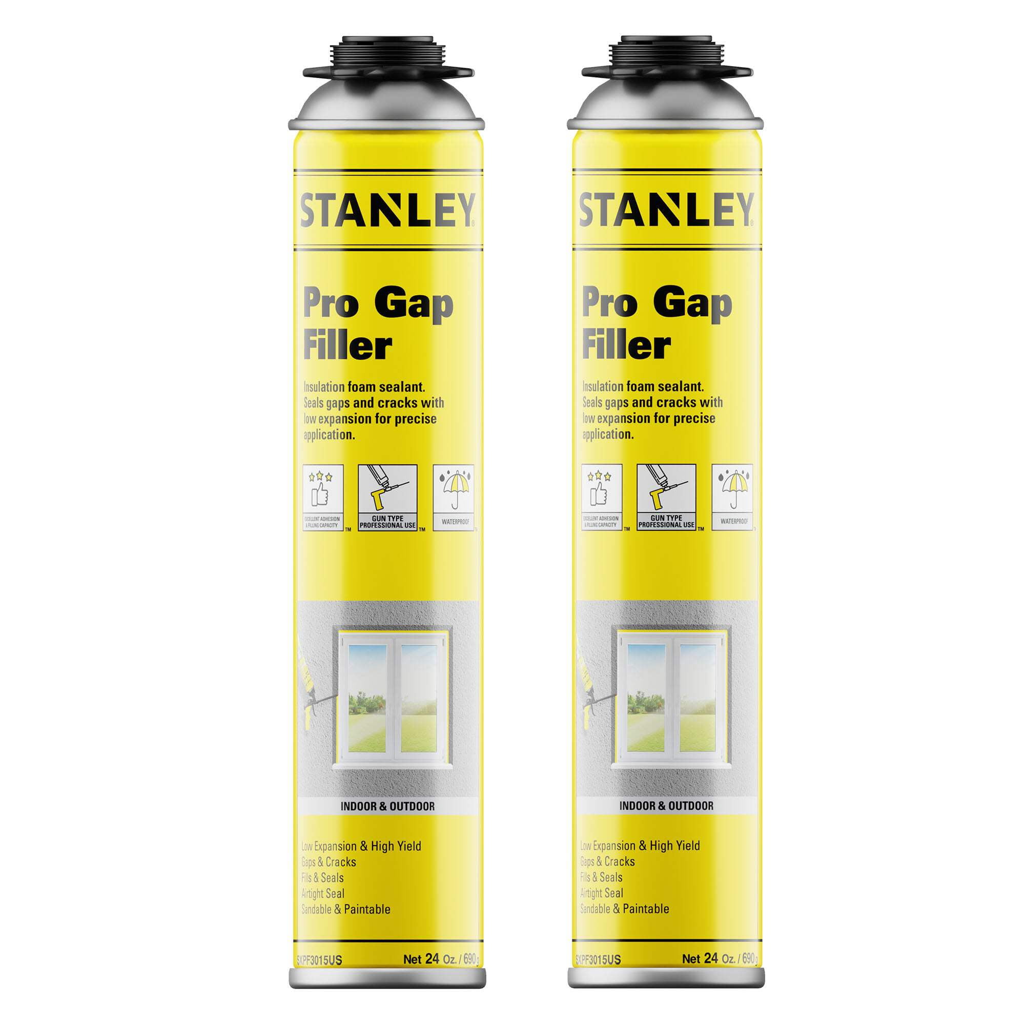 Stanley Pro Gap Filler - Window & Door Gap Filler - Gun Foam, 24oz, 2 ...