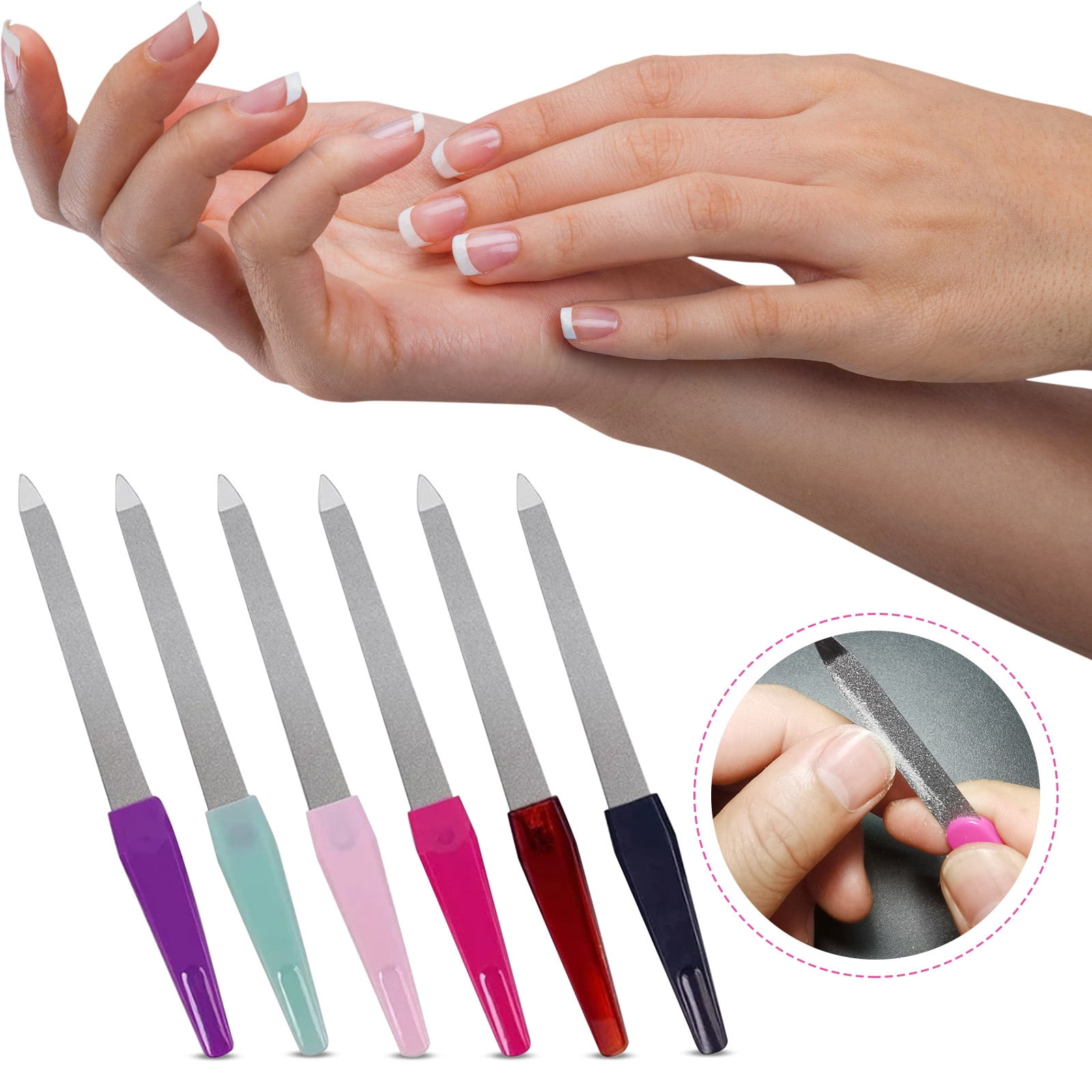 STAOEDU 6 Pieces Diamond Nail File Stainless Steel Double Side Nail ...