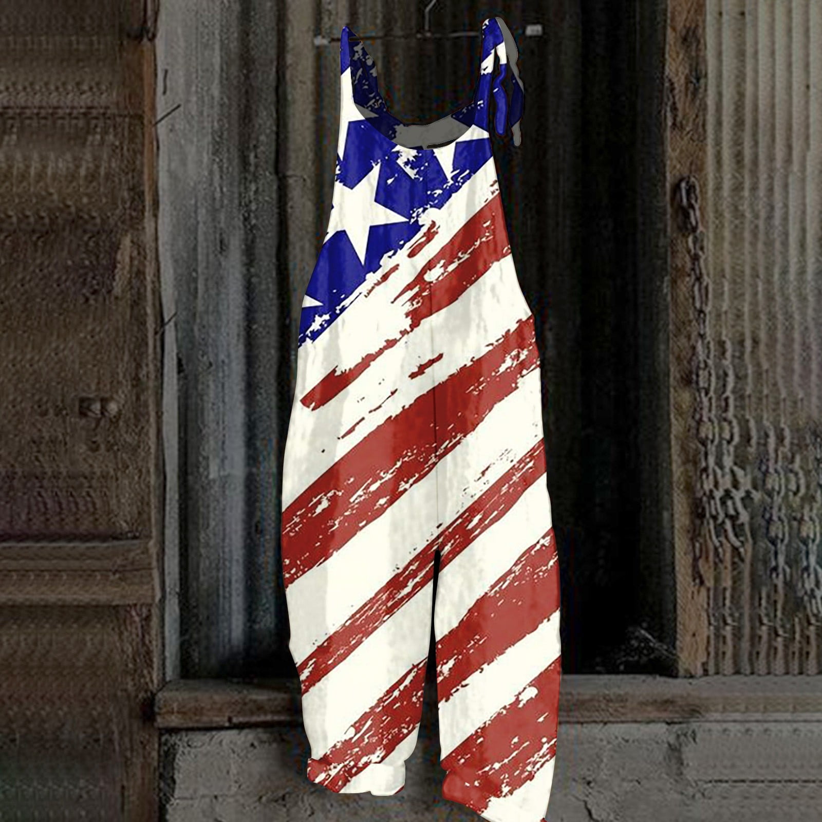 Staoedu American Flag Overalls For Women Independence Day Patriotic Jumpsuits Coveralls