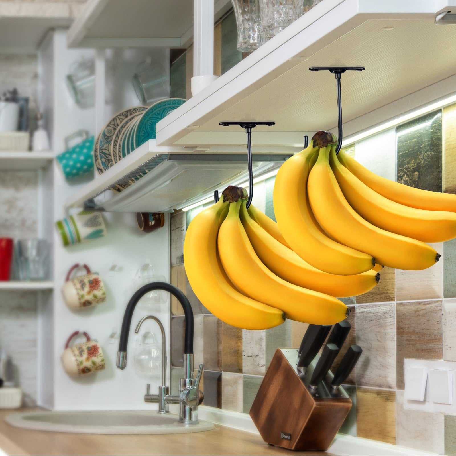 STAOEDU Banana Hook,Under Cabinet Banana Hook Foldable,Metal Banana ...