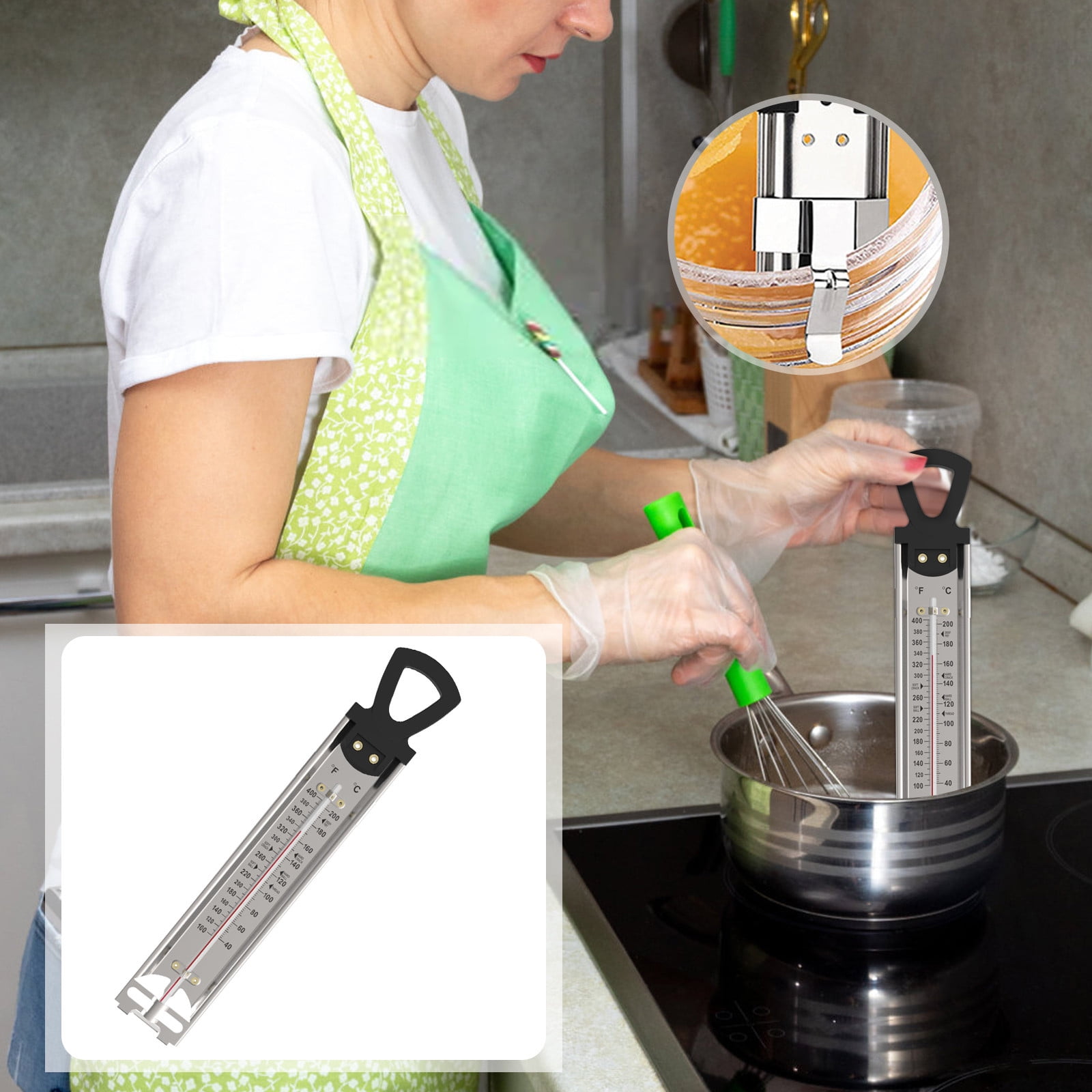 STAOEDU Candy Thermometer with Pot Clip, Stainless Steel Deep Fry ...