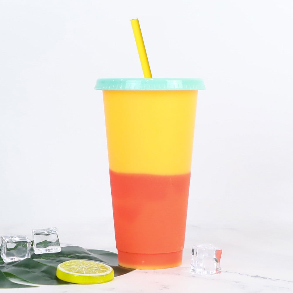 STAOEDU Color Changing Cups with Lids and Straws 24 oz Plastic Cups for ...