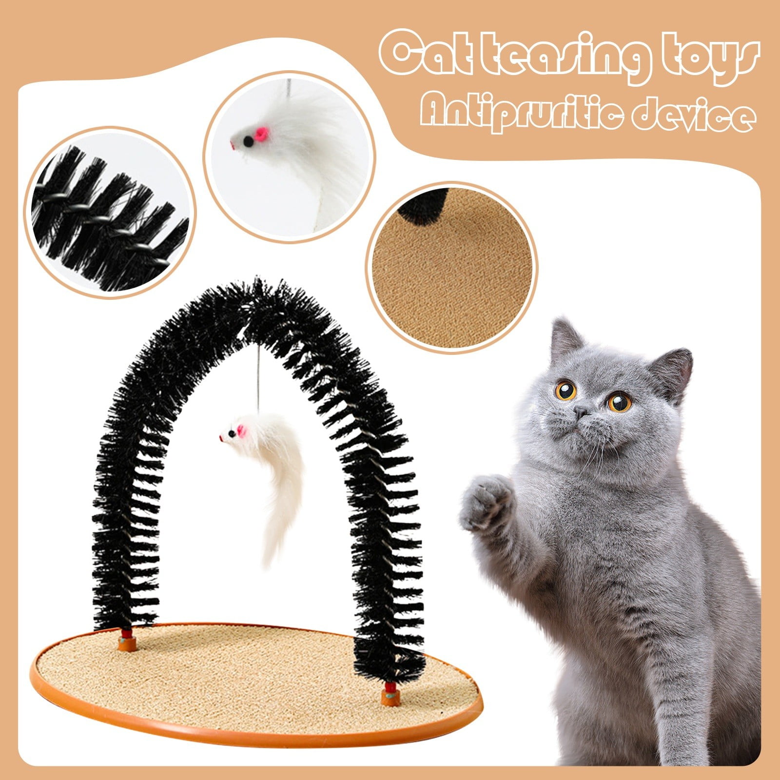 STAOEDU Large Size Cat Arch Self Groomer Massager, Cat Grooming Brush ...