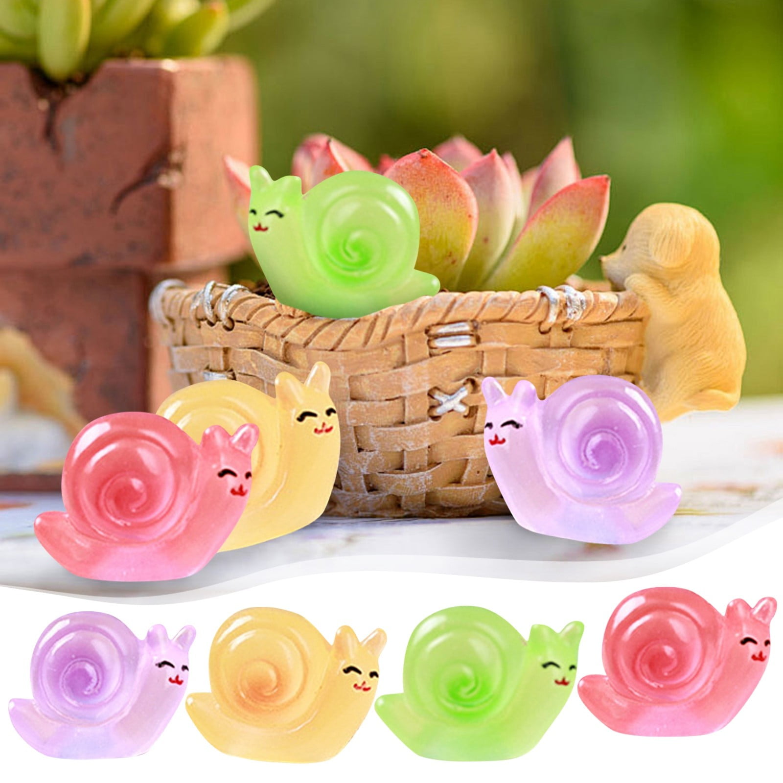 STAOEDU Luminous Mini Snail Figurines Resin Miniature Animals, Colors ...