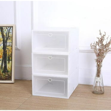 Clear Plastic Shoe Boxes Stackable Floding DIY Shoe Drawers Storage ...