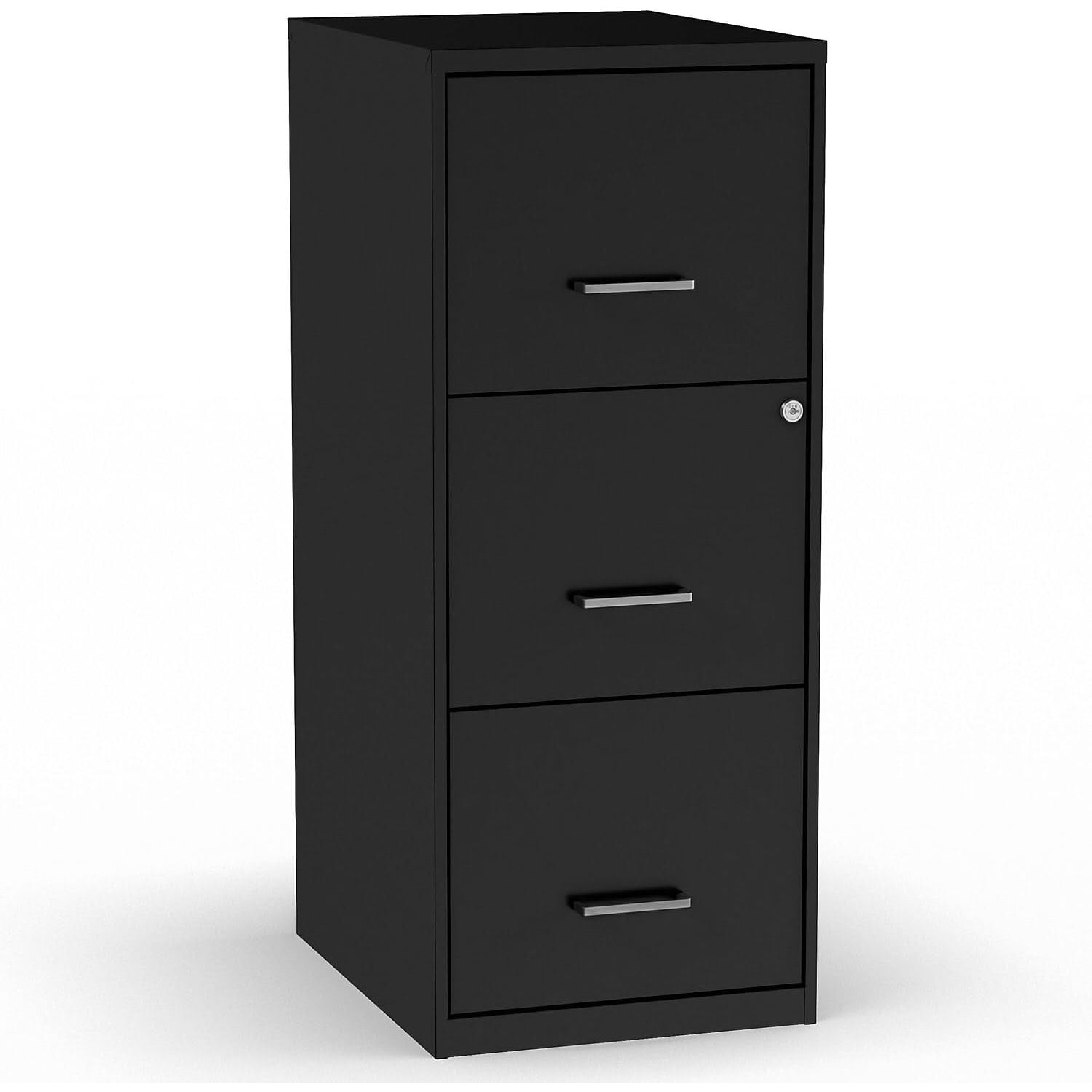 STAPLES 2806770 3-Drawer Vertical File Cabinet Locking Letter Black 18 ...