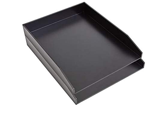 STAPLES Front Load Stackable Plastic Letter Tray, Black, Pack of 2 ...