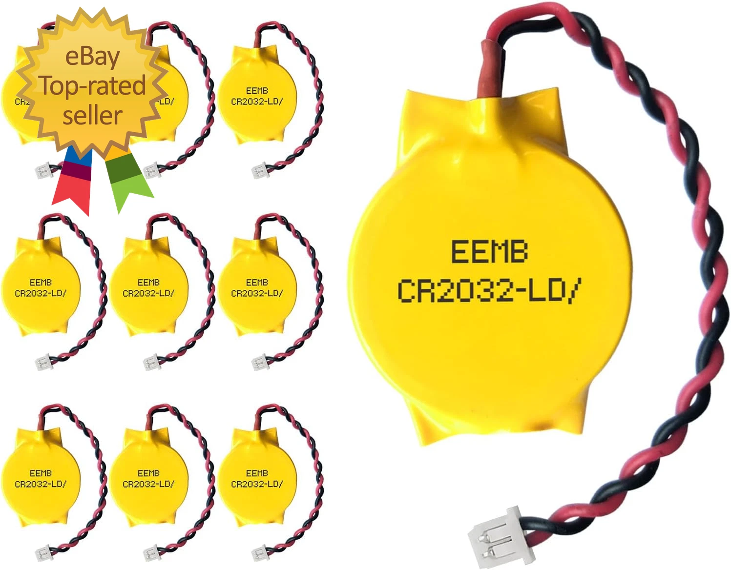 STAR- 10-Pack Cmos Battery Cr2032 3V Lithium Battery With 2 Pin 2 Wire ...