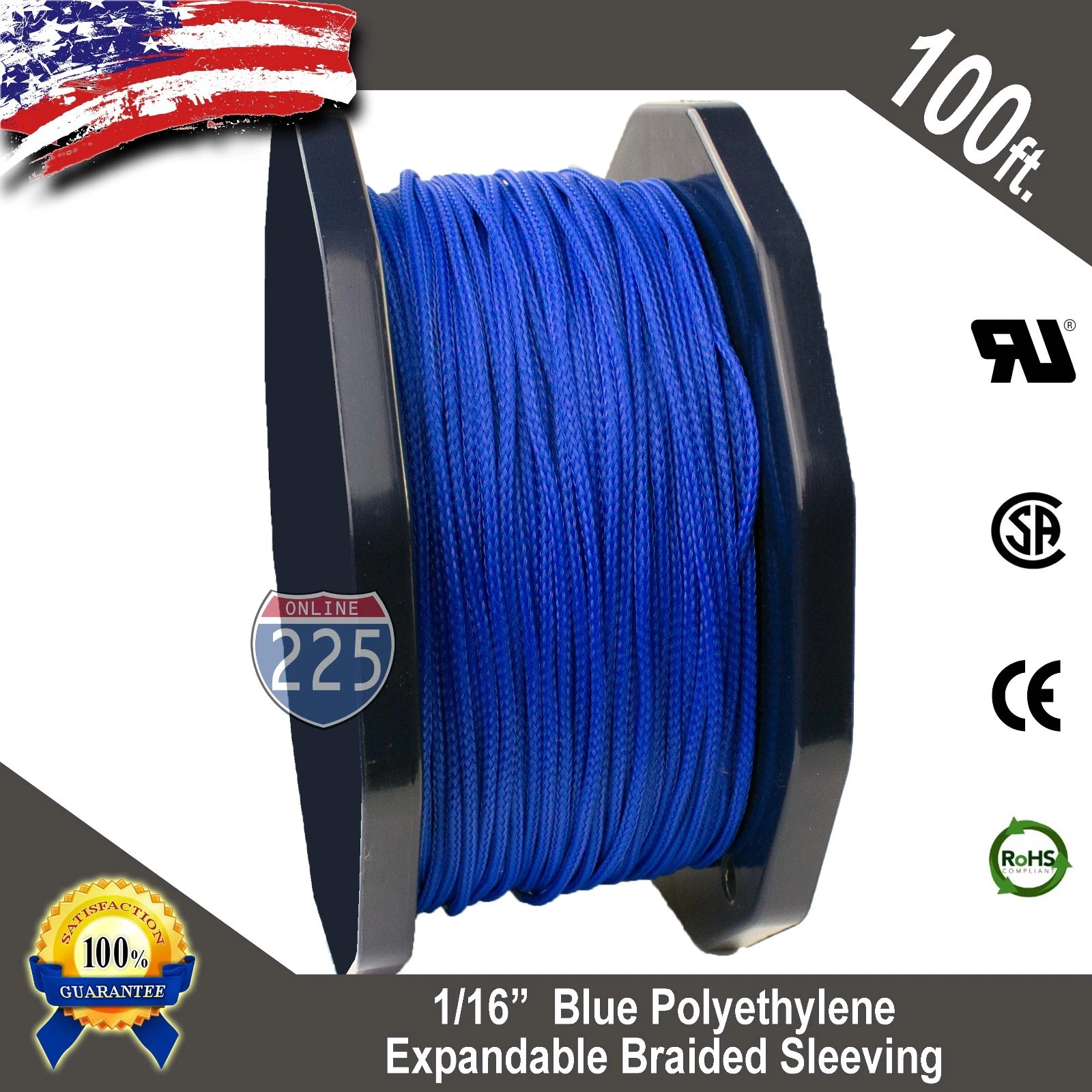 STAR- 100 Ft. 1/16" Blue Expandable Wire Cable Sleeving Sheathing ...