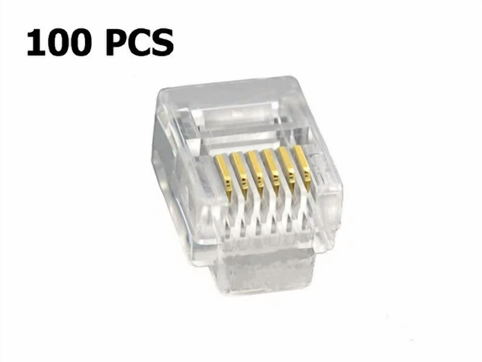 STAR- 100 Pcs Rj12 (6P6C) Telephone Line Plug Connector Stranded Round ...