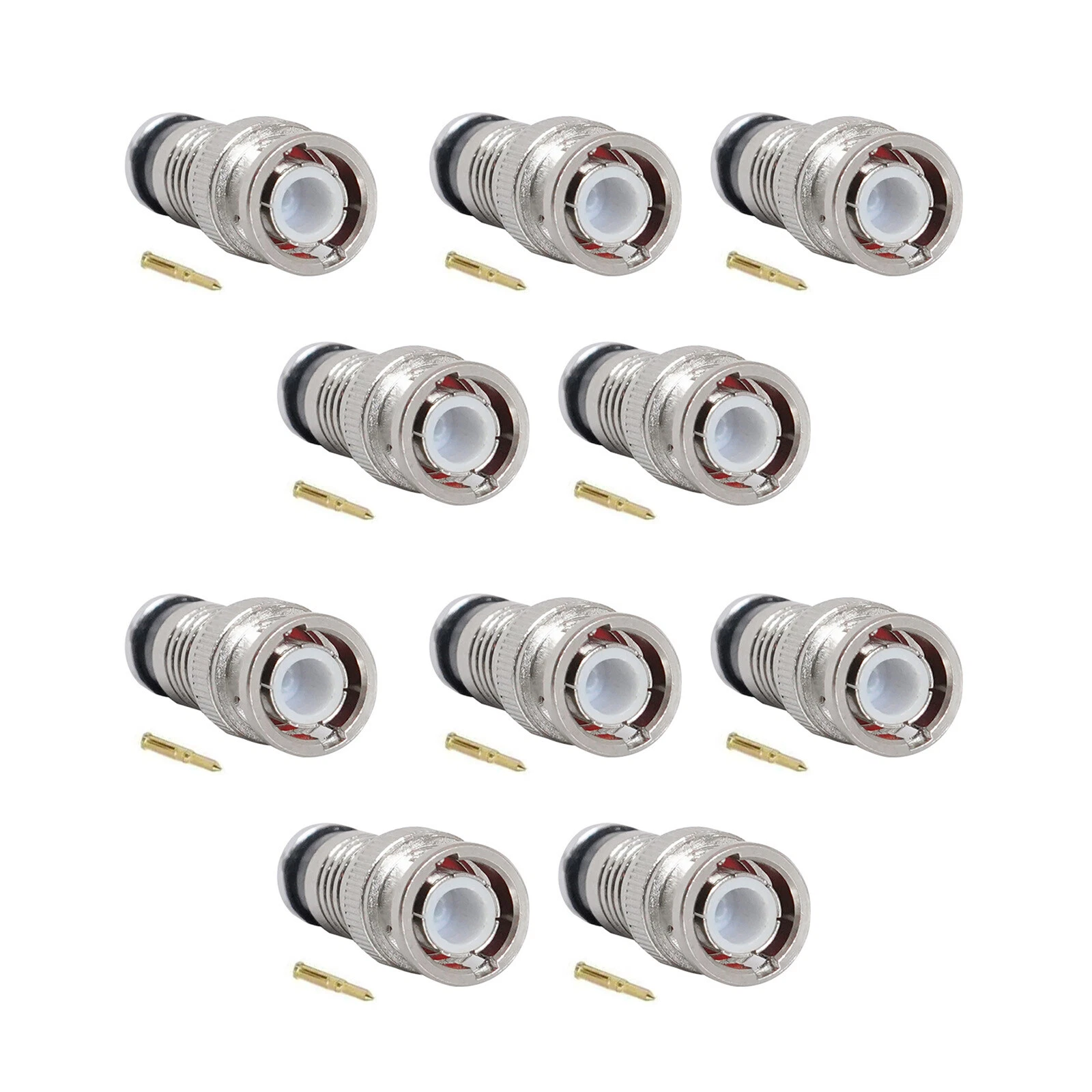 STAR- 10Pcs/Set Rg6 Bnc Compression Connector Male Cctv Premium Coax ...