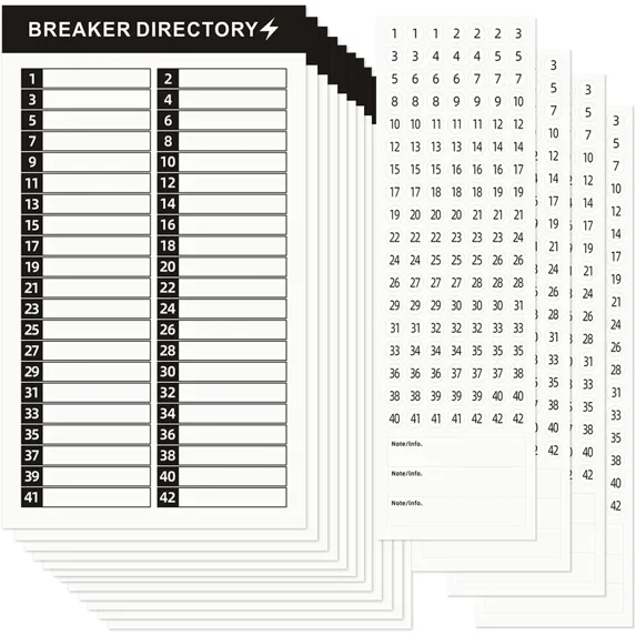 STAR- 16 Sheets Breaker Panel Labels Electrical Box Sticker Numbers ...