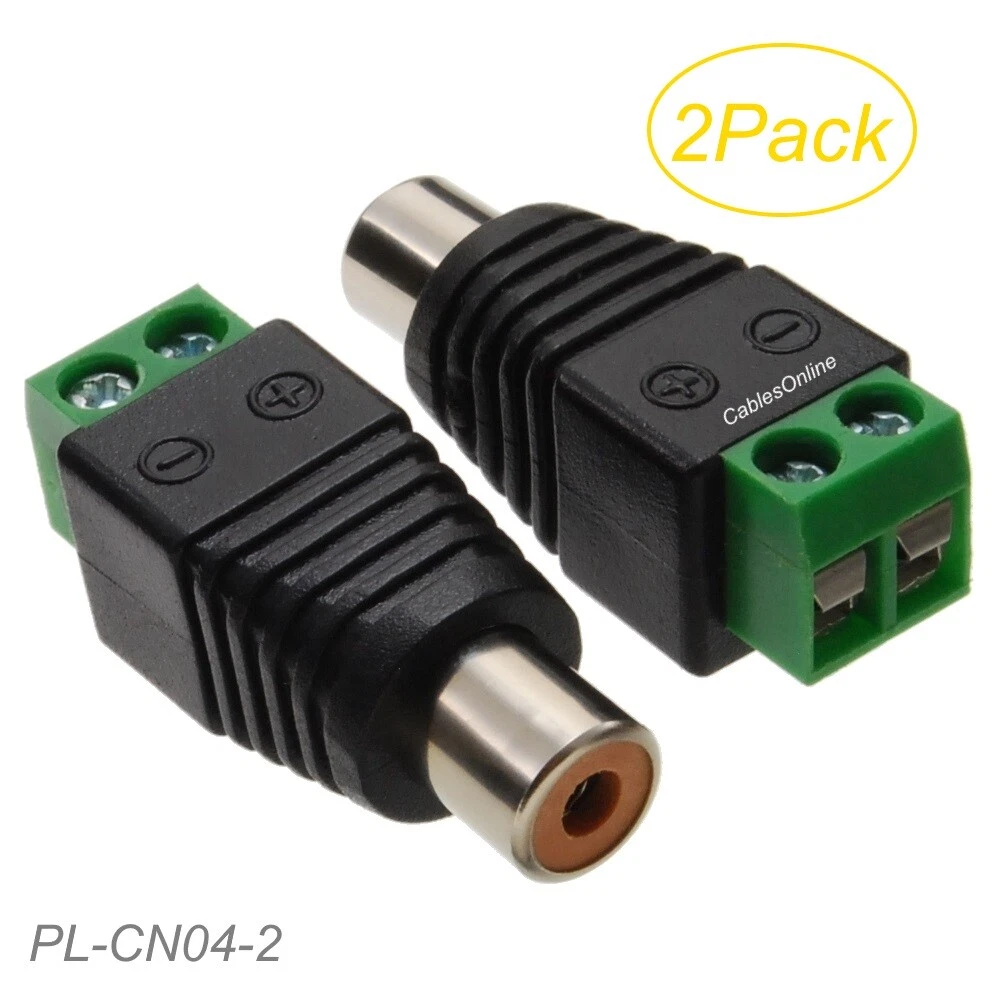 STAR- 2-Pack Rca Female Jack To 2-Screw Terminal Block Audio/Video ...