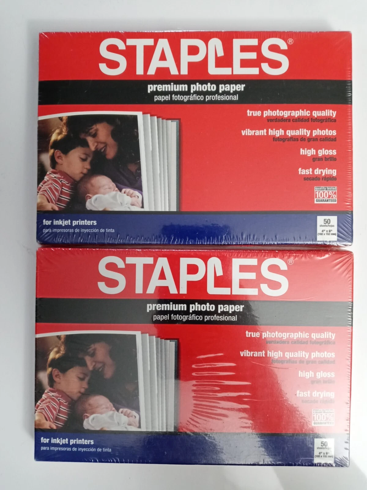 STAR- 2 Packs Of 50 Sheets - Staples Premium Photo Paper 4X6 For Inkjet ...